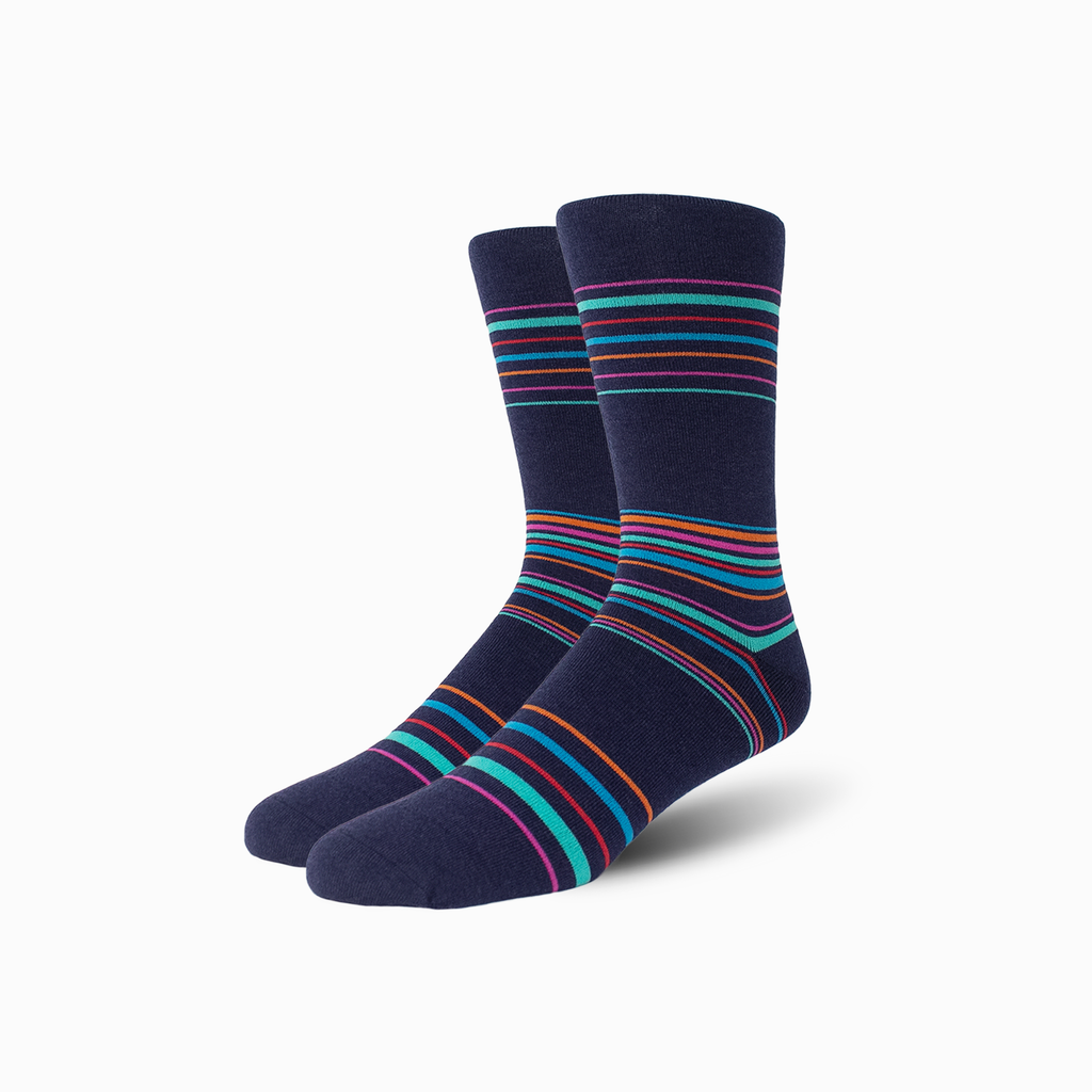 Navy Retro Stripes Merino Wool Swanky Socks